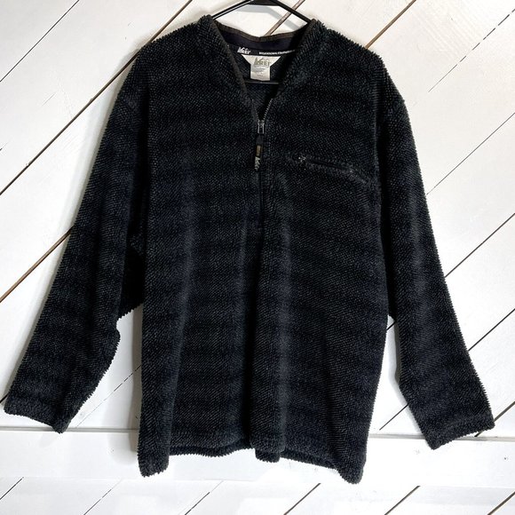 REI | Shirts | Rei Mens Black Deep Pile Nap Fleece Pullover Top 4 Zip ...